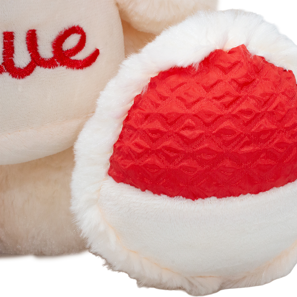 Oso de Peluche Blanco con Maceta de Rosas Rojas - La Merced Importadora